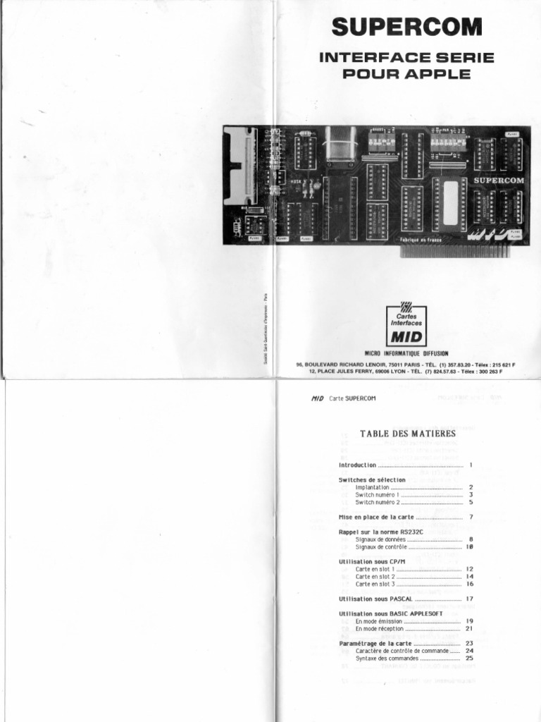 MID Carte Interface Supercom FR | PDF