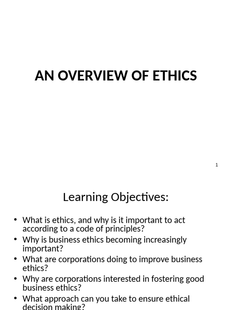 An Overview of Ethics | PDF | Morality | Business Ethics