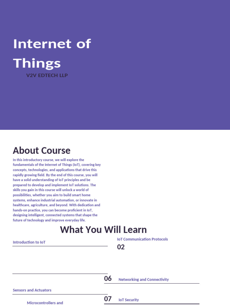 IoT Syllabus V2V Internship | PDF | Internet Of Things | Home Automation