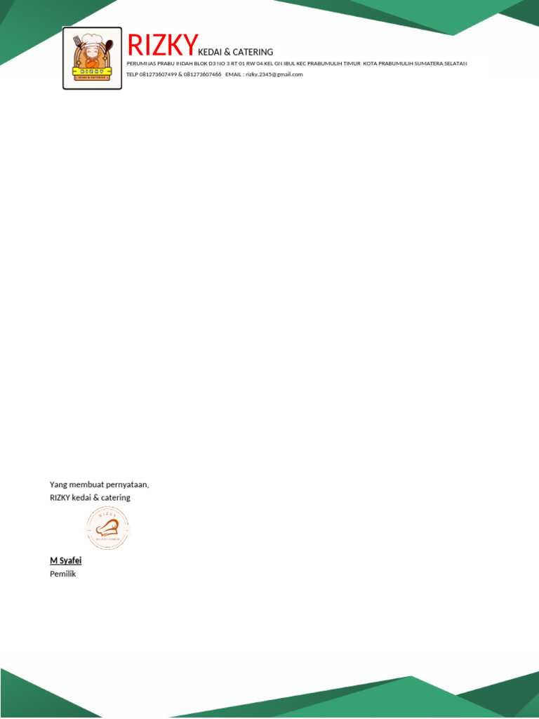 Kop Kedai Ada Tulisan Ttd Tanpa Stam | PDF