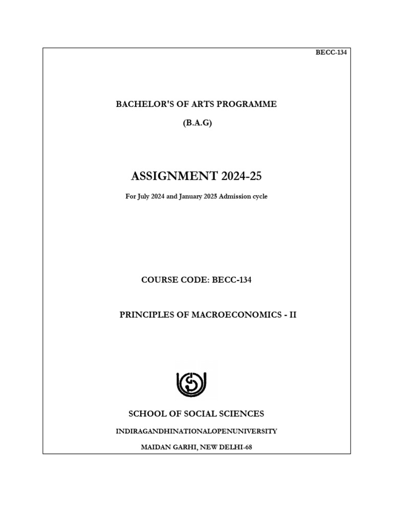 BECC-134 2024-25 English | PDF | Economies | Economics