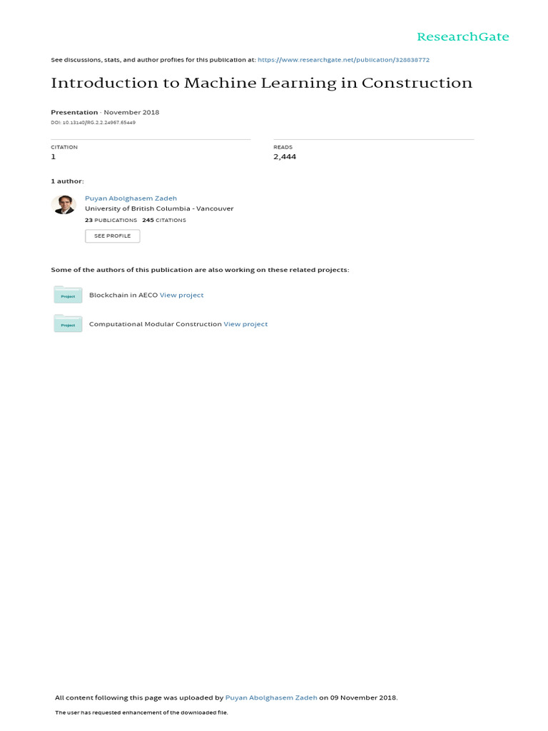 Introduction to Machine Learning in Constructopn PuyanZadeh ...