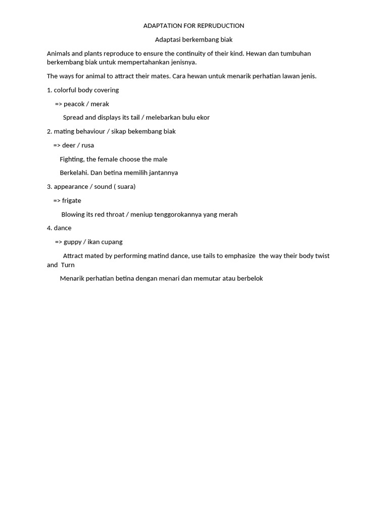 Animal Reproductive Adaptations Explained | PDF