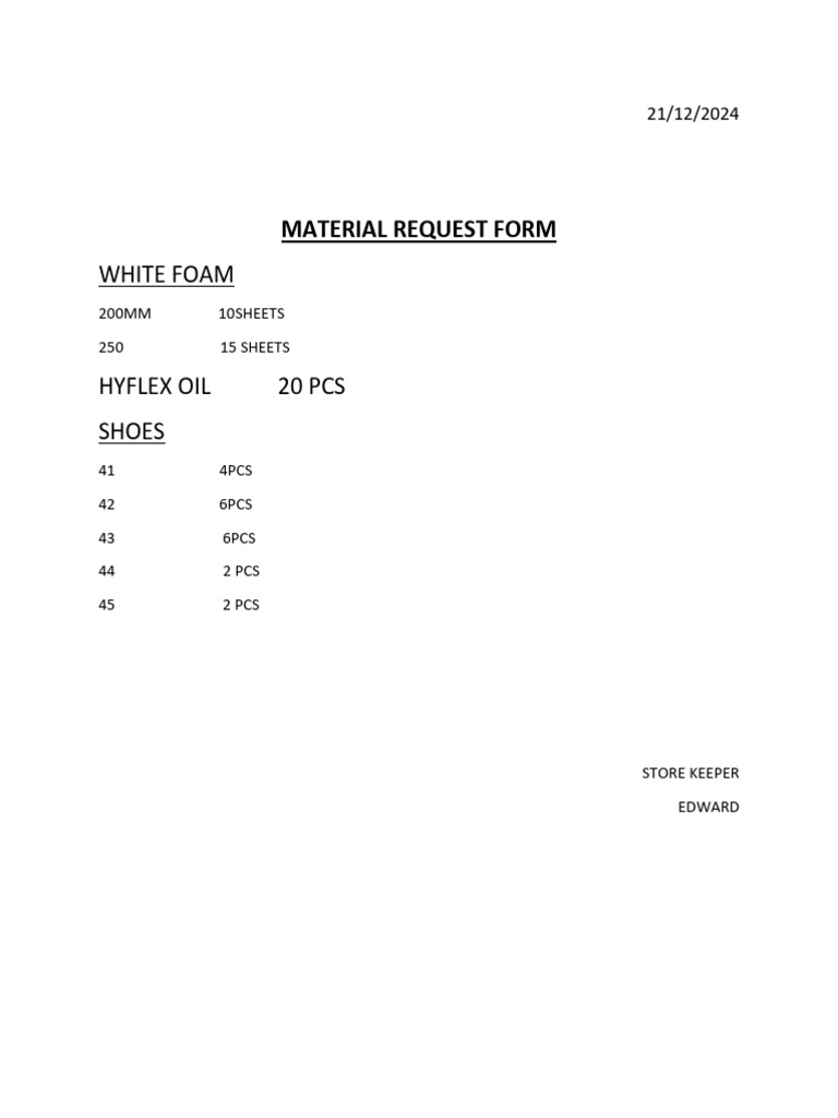 Material Request Form | PDF