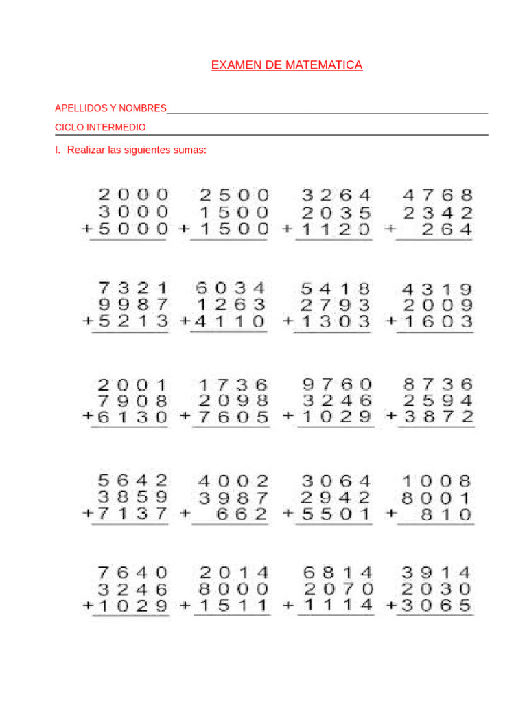 Ejercicios de Matematica | PDF