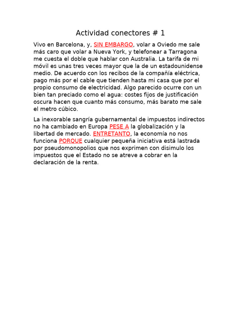 ACTIVIDAD CONECTORES # 1 | PDF
