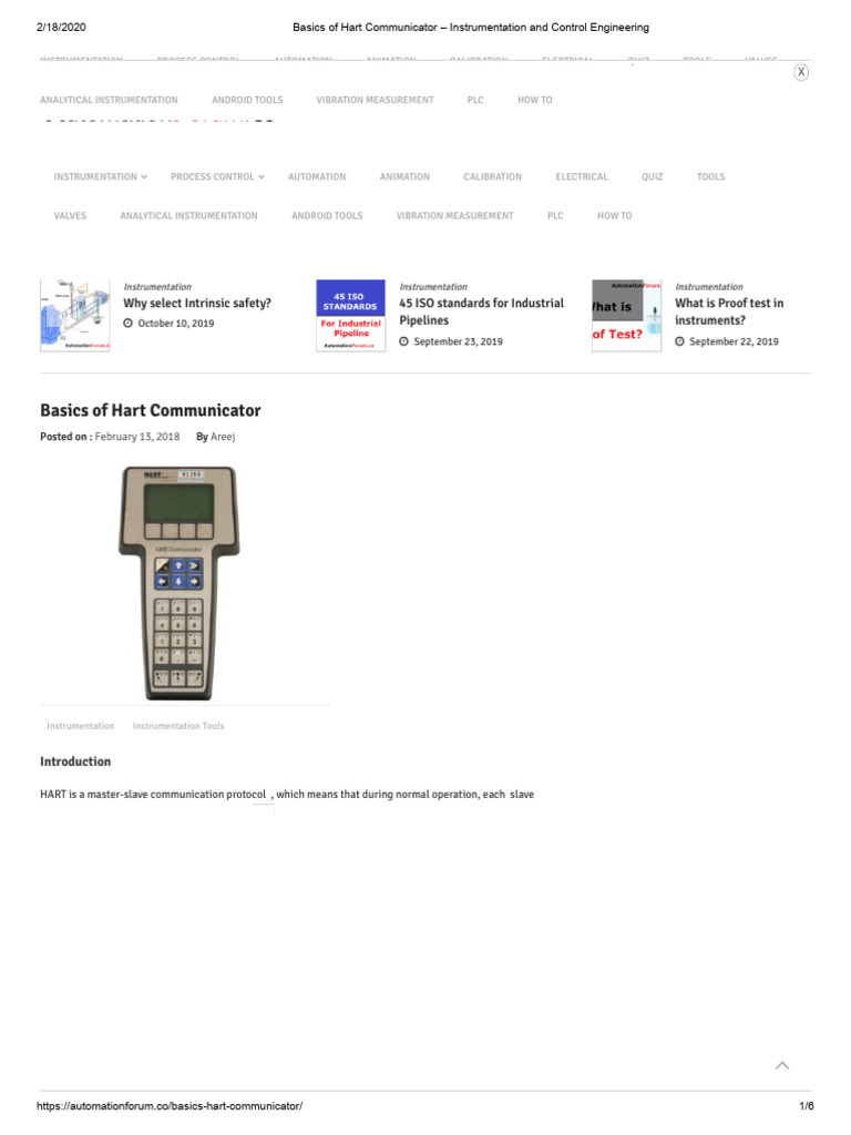 Basics of Hart Communicator - Instrumentation and Control Engineering ...