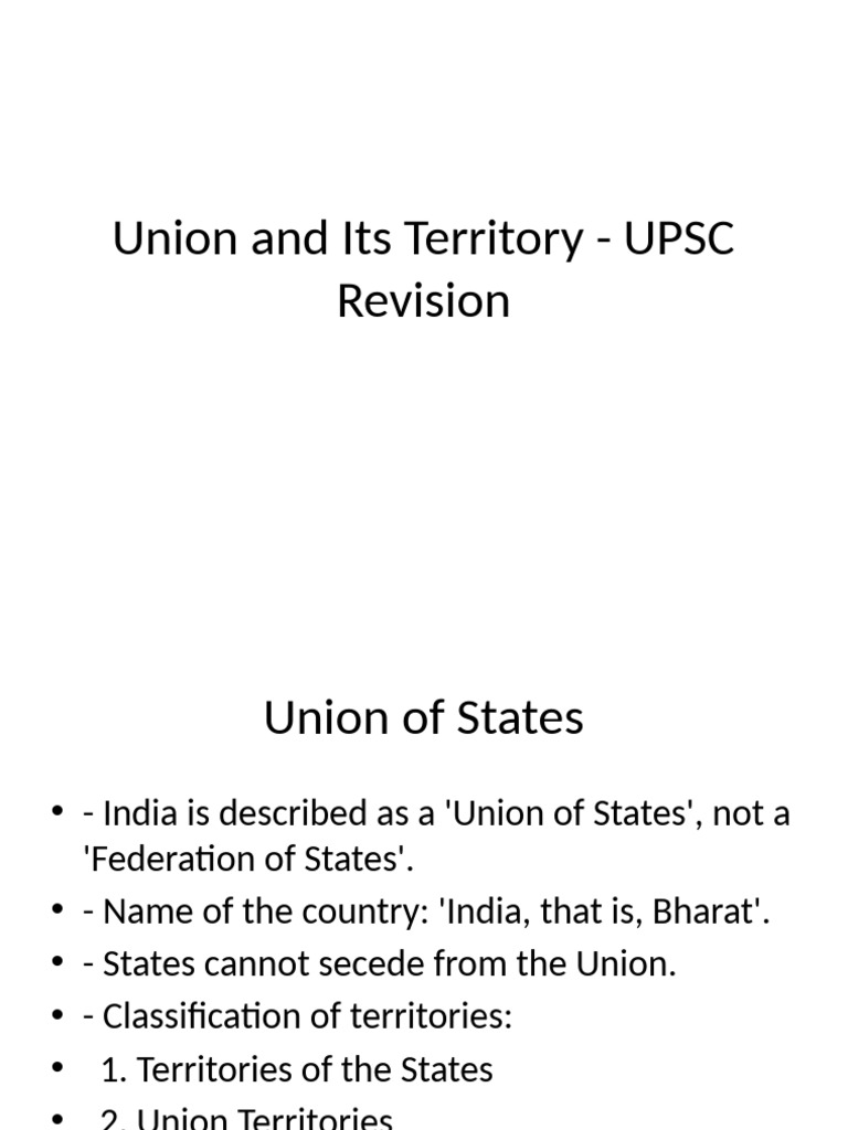 Union and Its Territory UPSC | PDF