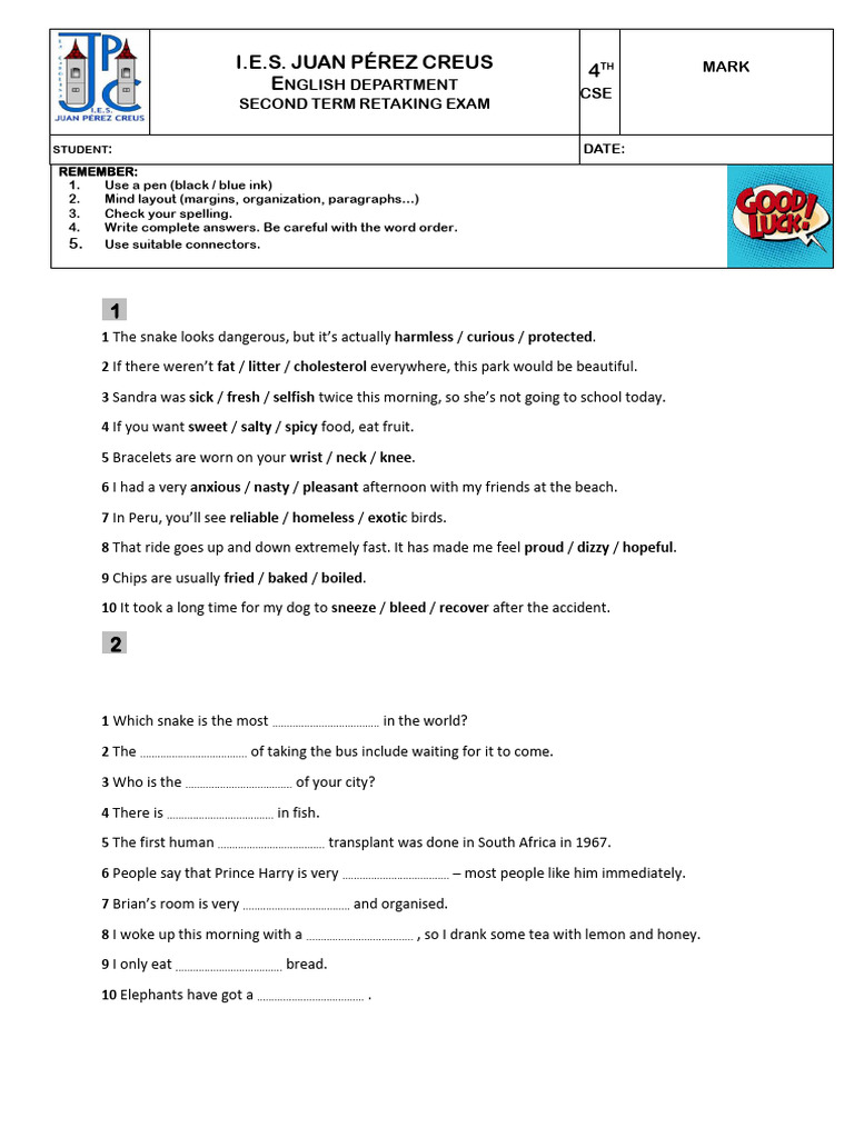4th CSE English Retaking Exam Guide | PDF