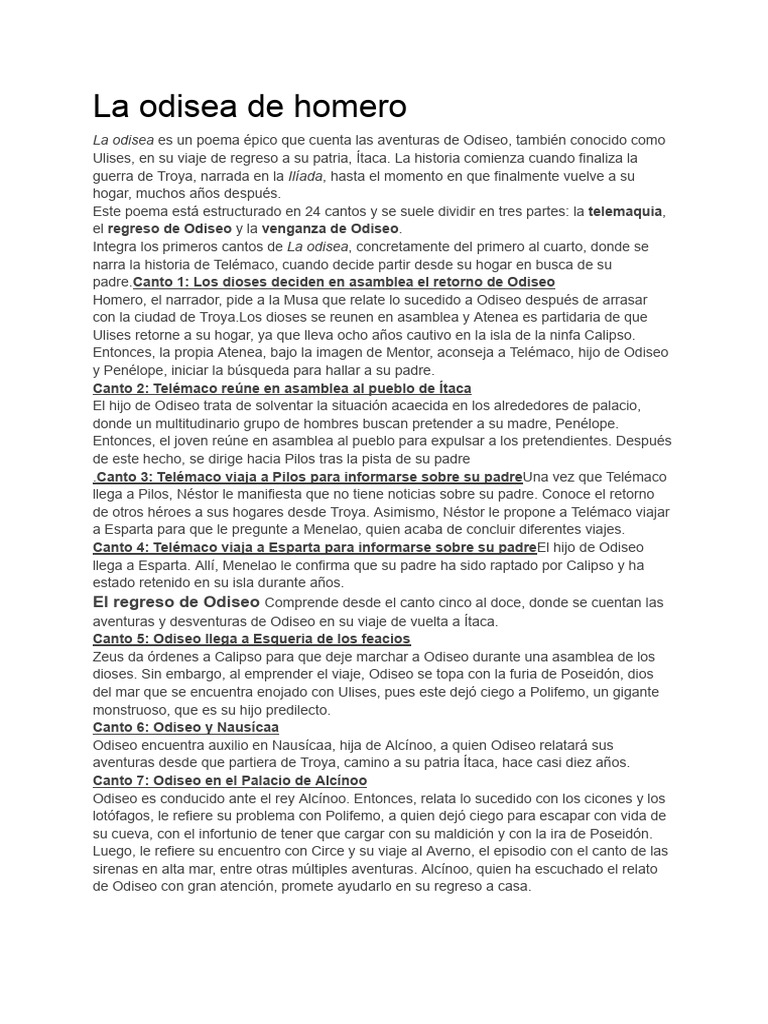 La Odisea | PDF | Odiseo | Odisea