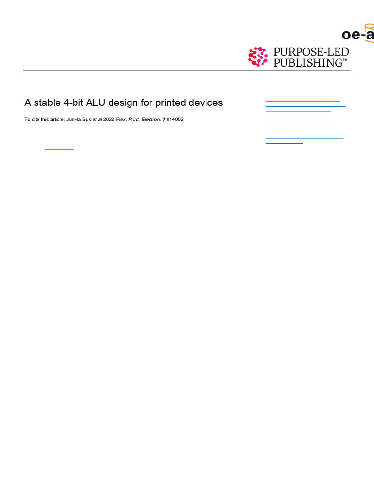 A Stable 4-Bit ALU Design For Printed Devices | PDF | Integrated ...