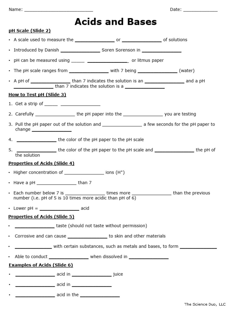 Acids & Bases Student Notes | PDF | Ph | Acid