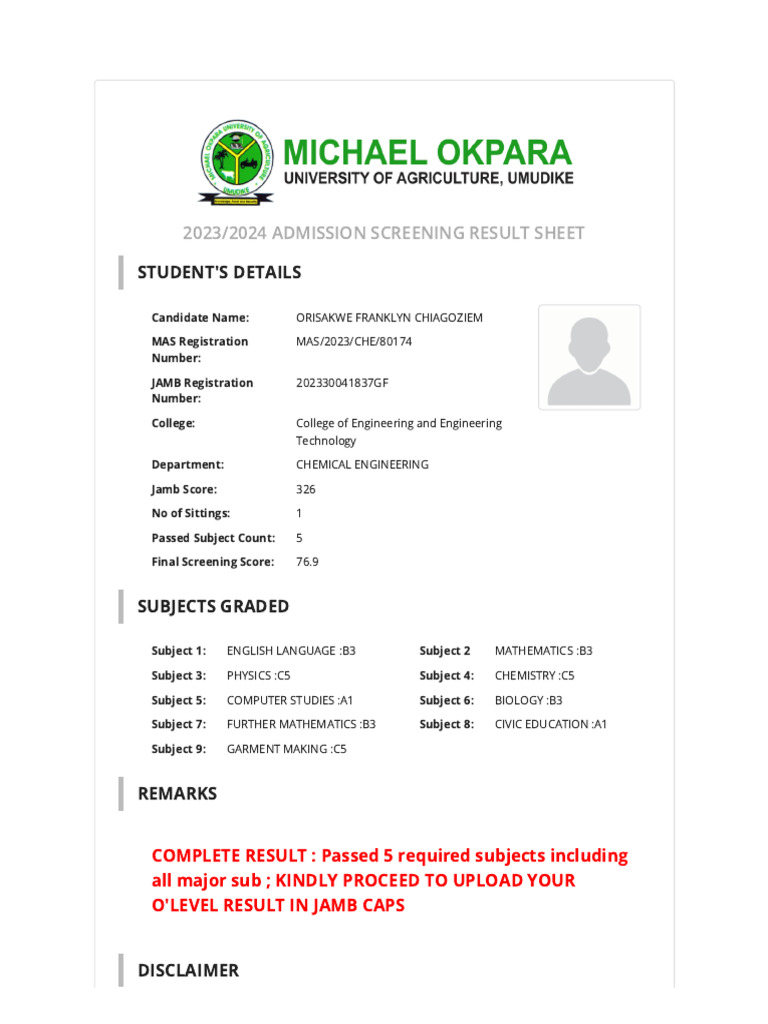 Michael Okpara University of Agriculture, Umudike | PDF
