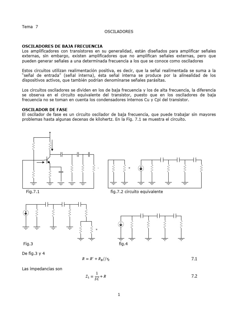 Tema7 Osciladores | PDF | Transistor | Electrónica