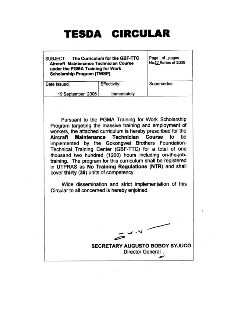 Curriculum Aircraft Maintenance | PDF