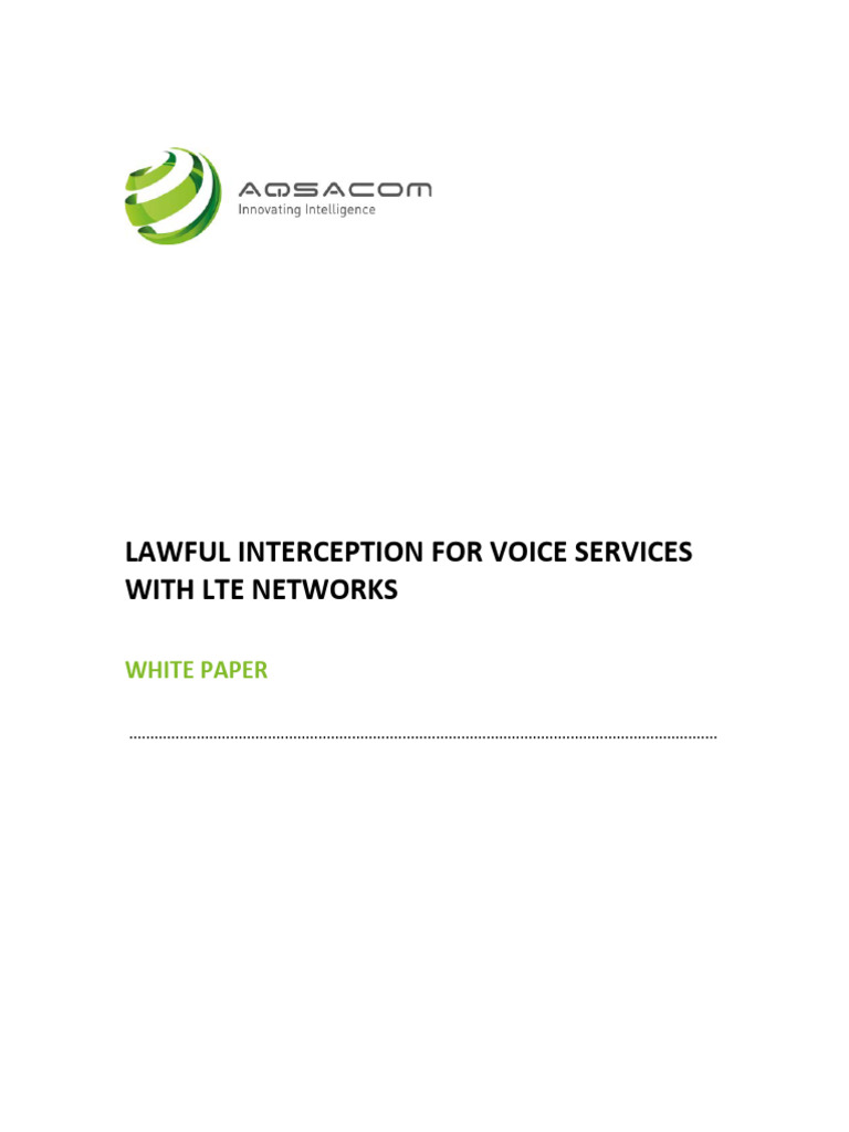 Lawful Interception For Voice Services With Lte Networks: White Paper ...