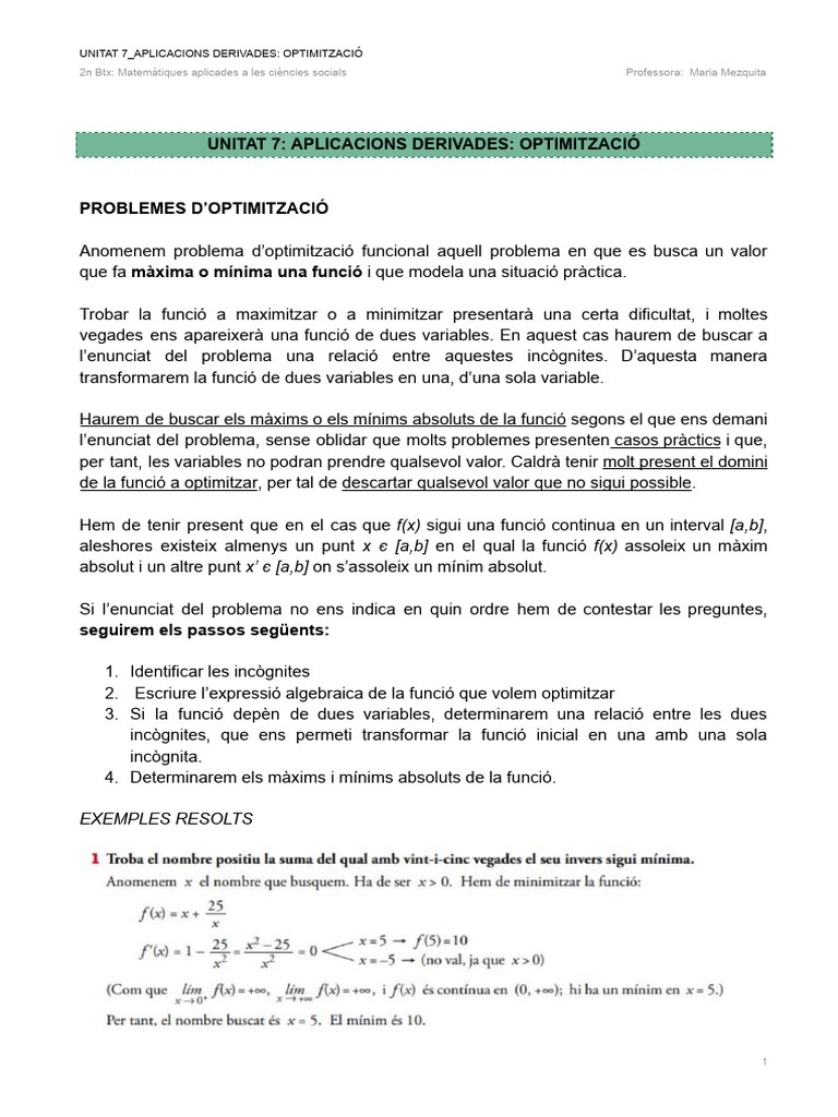 Unitat 7 - Optimització | PDF