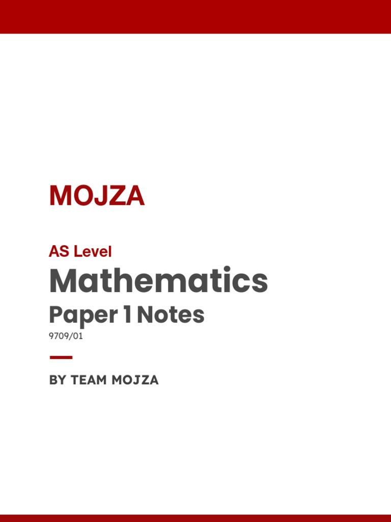 Mojza As Mathematics P1 Notes | PDF | Quadratic Equation | Equations