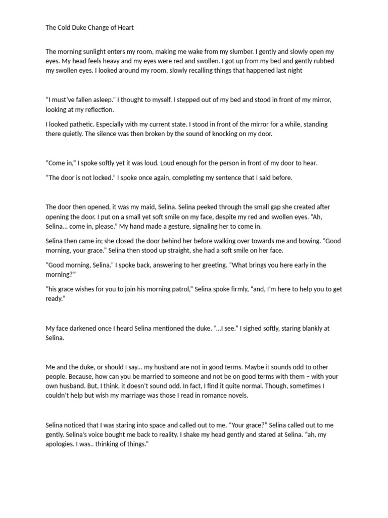 The Cold Duke Change of Heart | PDF