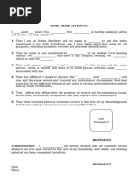 Affidavit For Same Person With Different Names | PDF | Affidavit | Evidence