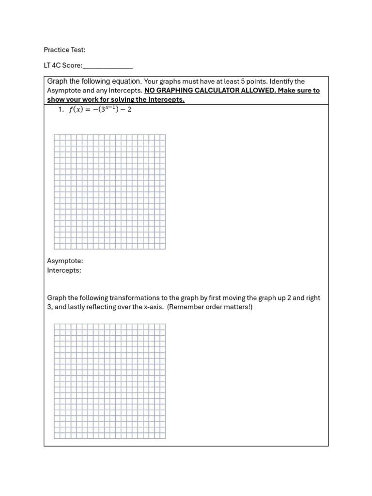 Graphing Functions and Transformations Test | PDF | Applied Mathematics ...