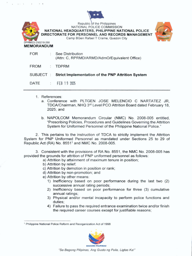 Strict Implementation of PNP Attrition System | PDF | Justice | Crime ...