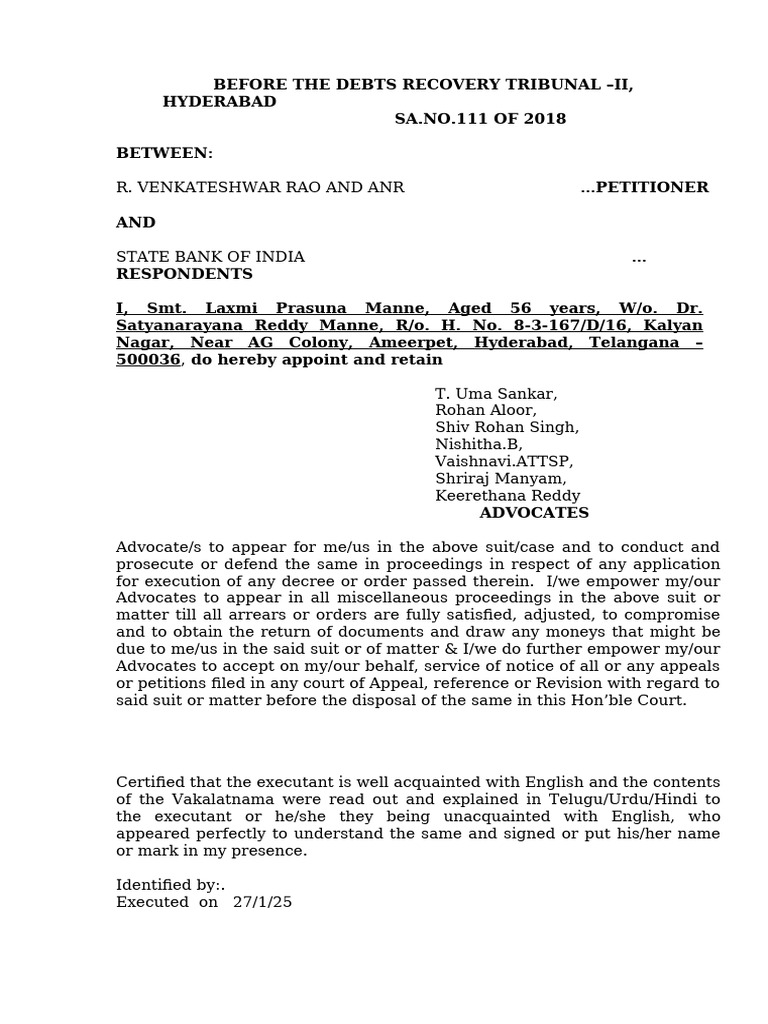 Vaklat - DRT Court 21-1-2025 | PDF