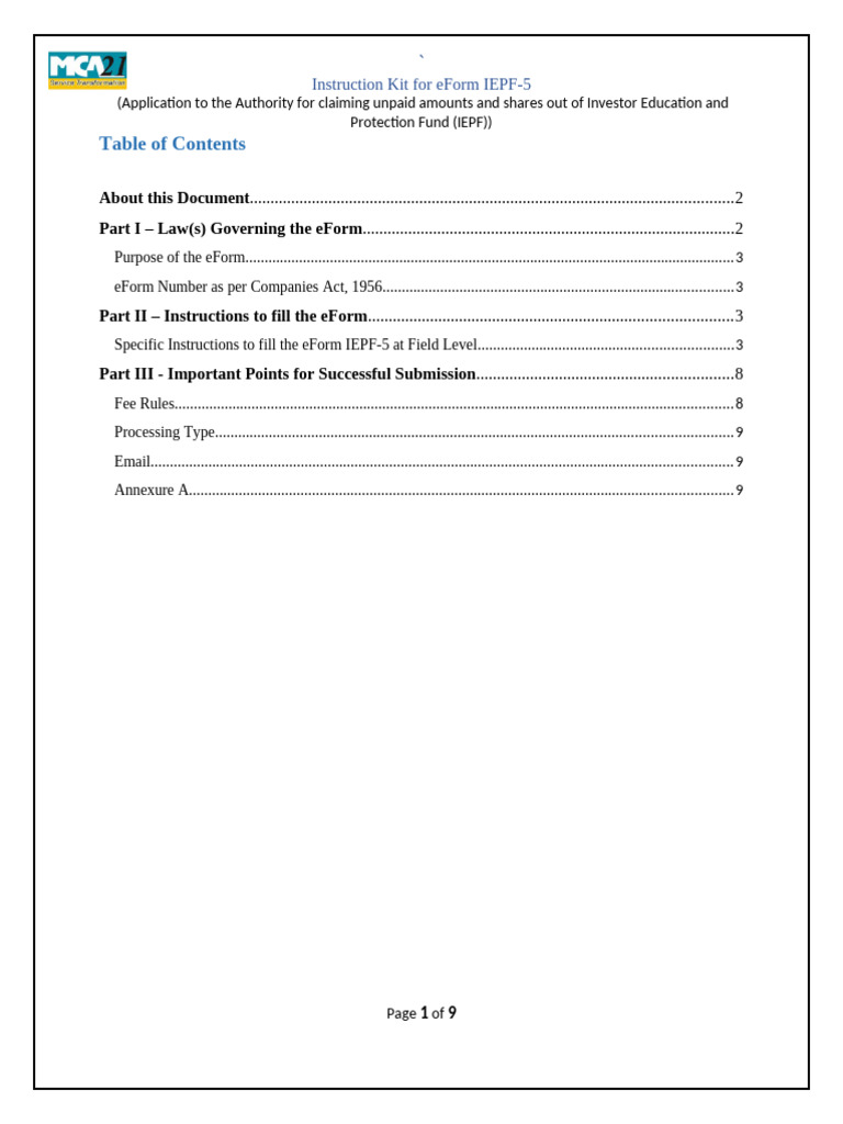 Instruction Kit EForm IEPF-5 | PDF | Banks