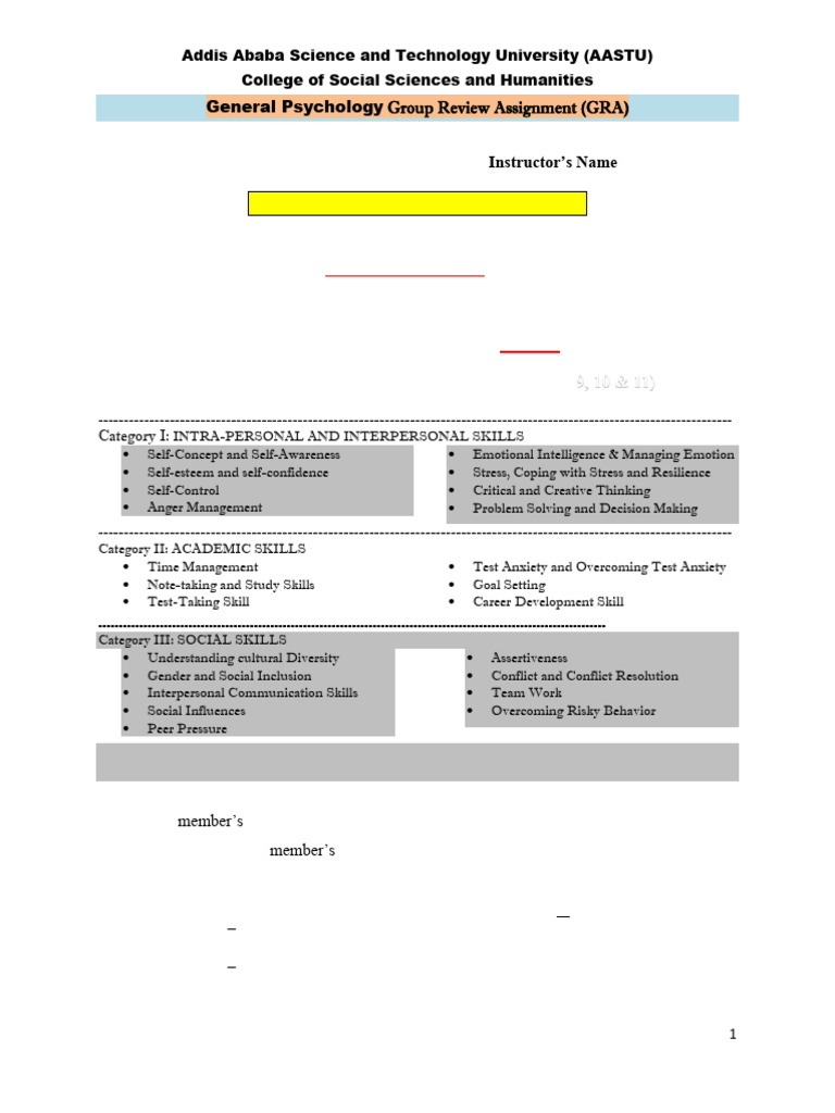 AASTU-GP Group Assignment | PDF | Social Skills | Psychological Resilience