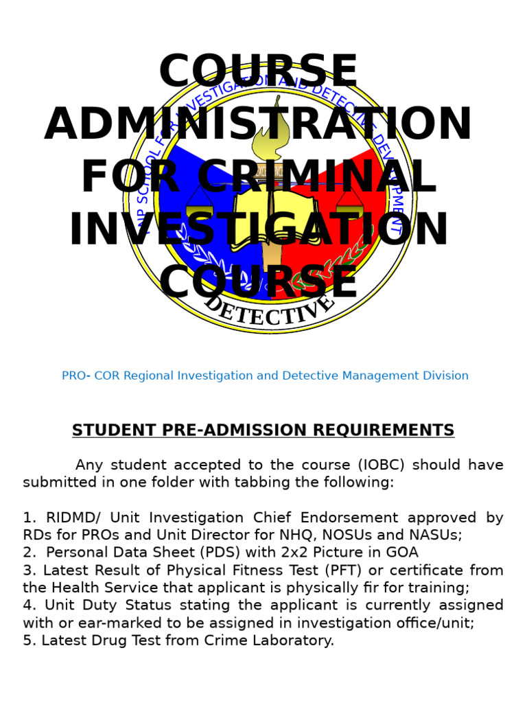 Criminal Investigation Course Guidelines | PDF | Lecture