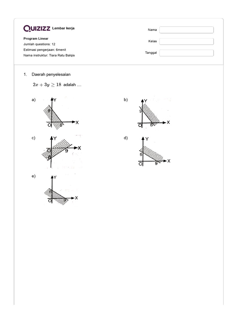 Lembar Kerja Program Linear 12 Soal | PDF