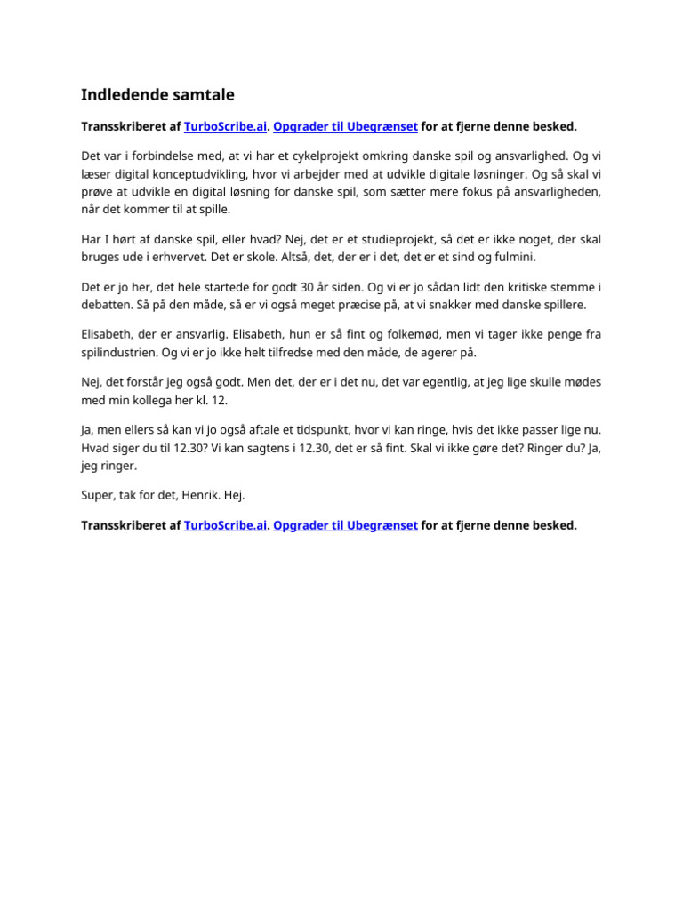Indledende Samtale | PDF