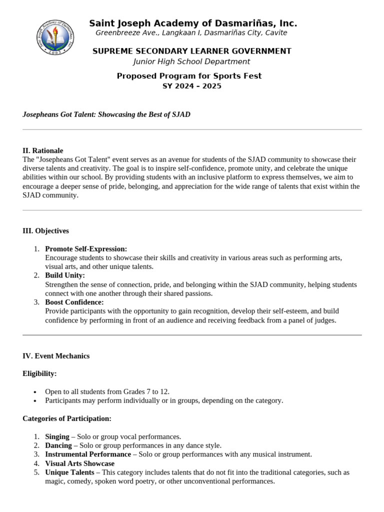 Proposed Projects and Programs of SSLG JHS Summarized 2 | PDF ...