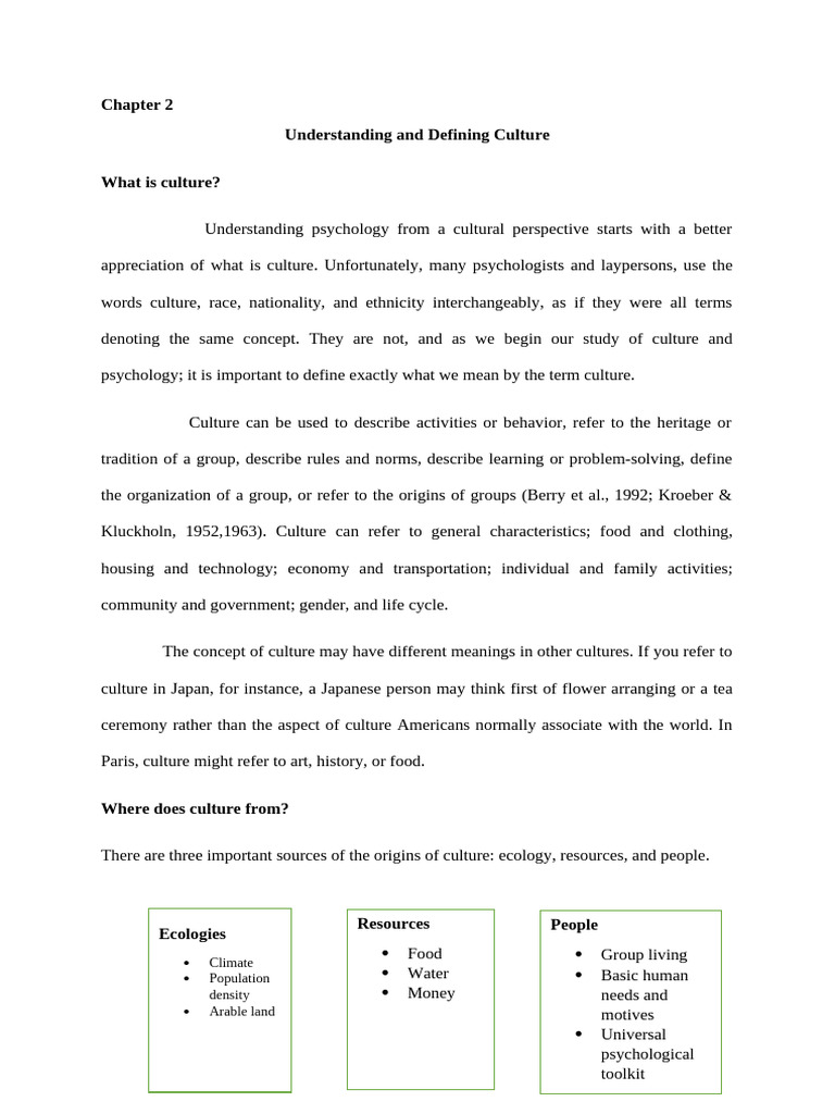 Defining Culture in Psychology | PDF | Cognition | Behavioural Sciences