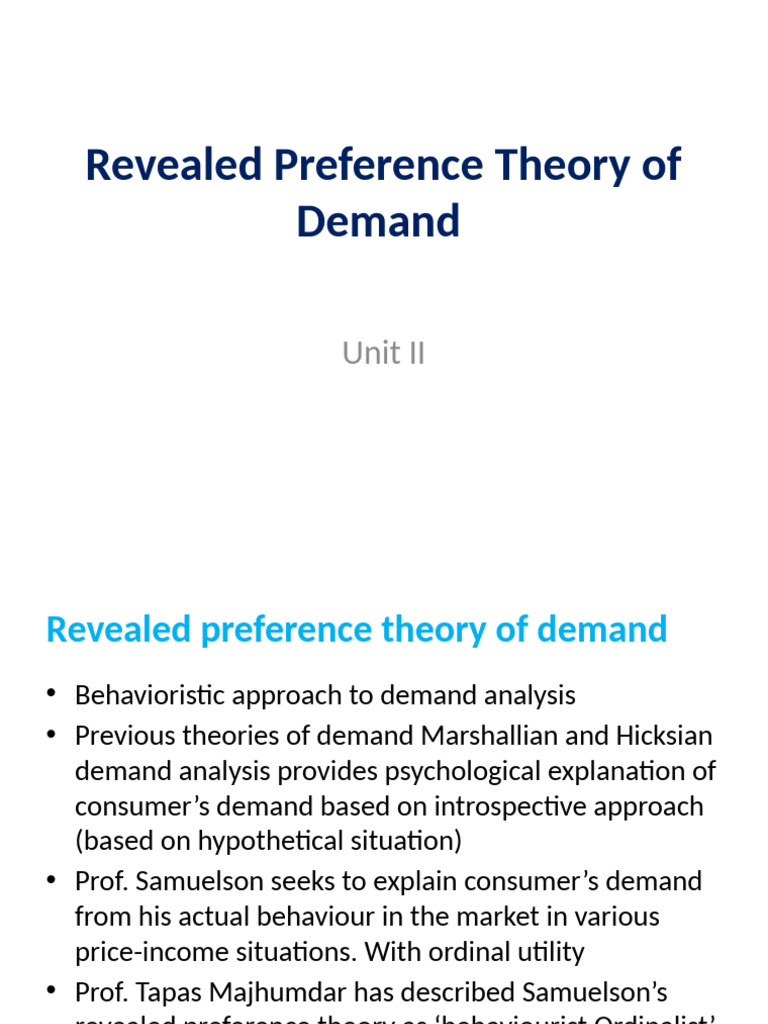 Revealed Preferencing Theory | PDF | Utility | Consumer Behaviour