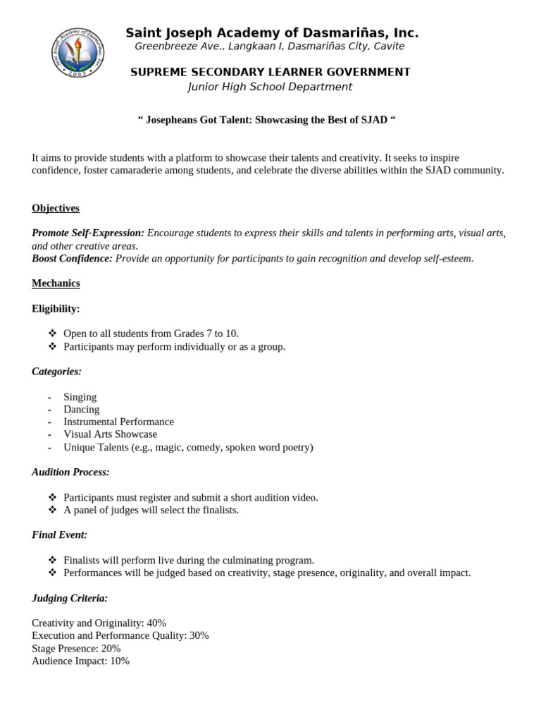 Proposed Projects and Programs of SSLG JHS Summarized | PDF