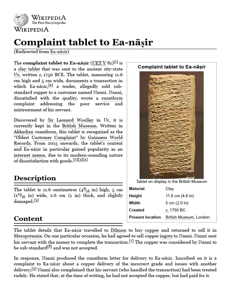 Ea Nasir | PDF | Babylonia | 3rd Millennium Bc
