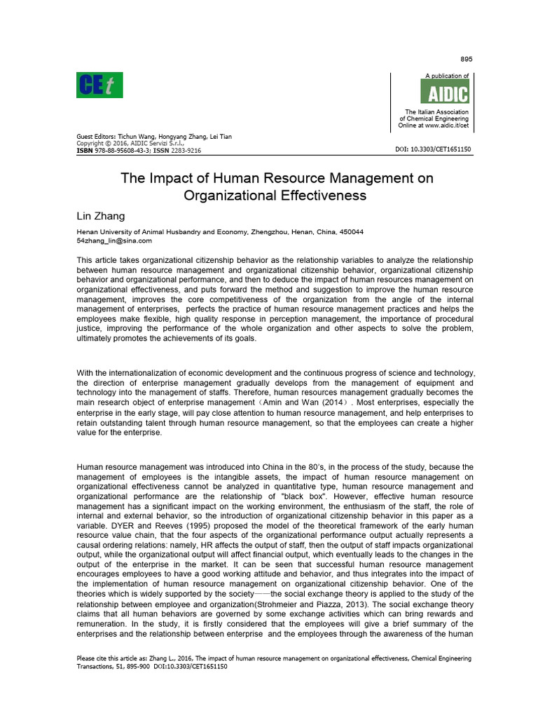 The Impact of Human Resource Management On Organizational Effectiveness | PDF | Human Resources ...