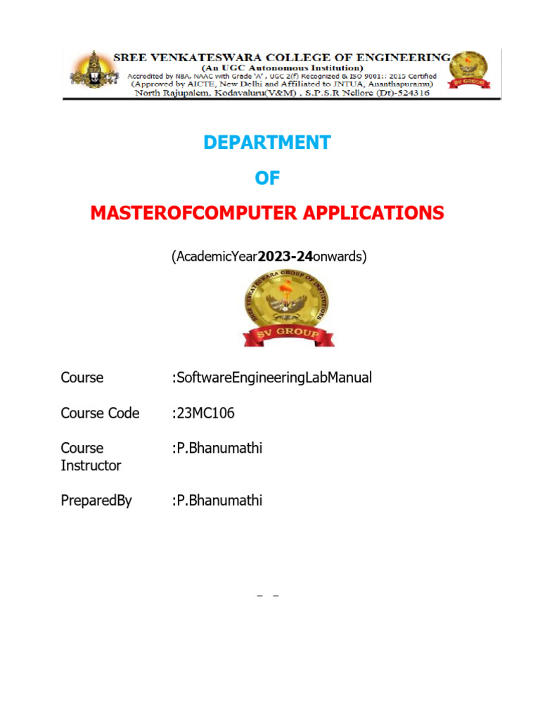 Software Engineering LAB-23MC106 (1) - 1 | PDF | Unified Modeling Language | User (Computing)