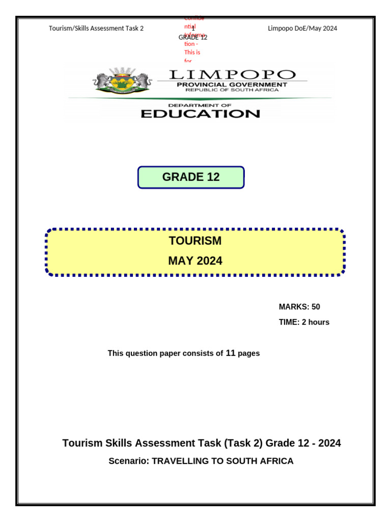 2024 GRADE 12 TRSM Skills Assessment Task 2 QP | PDF | Tourism | Travel Visa