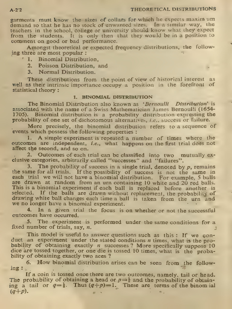 Binomial Distribution - STATISTICAL Method by S. P. Gupta | PDF ...