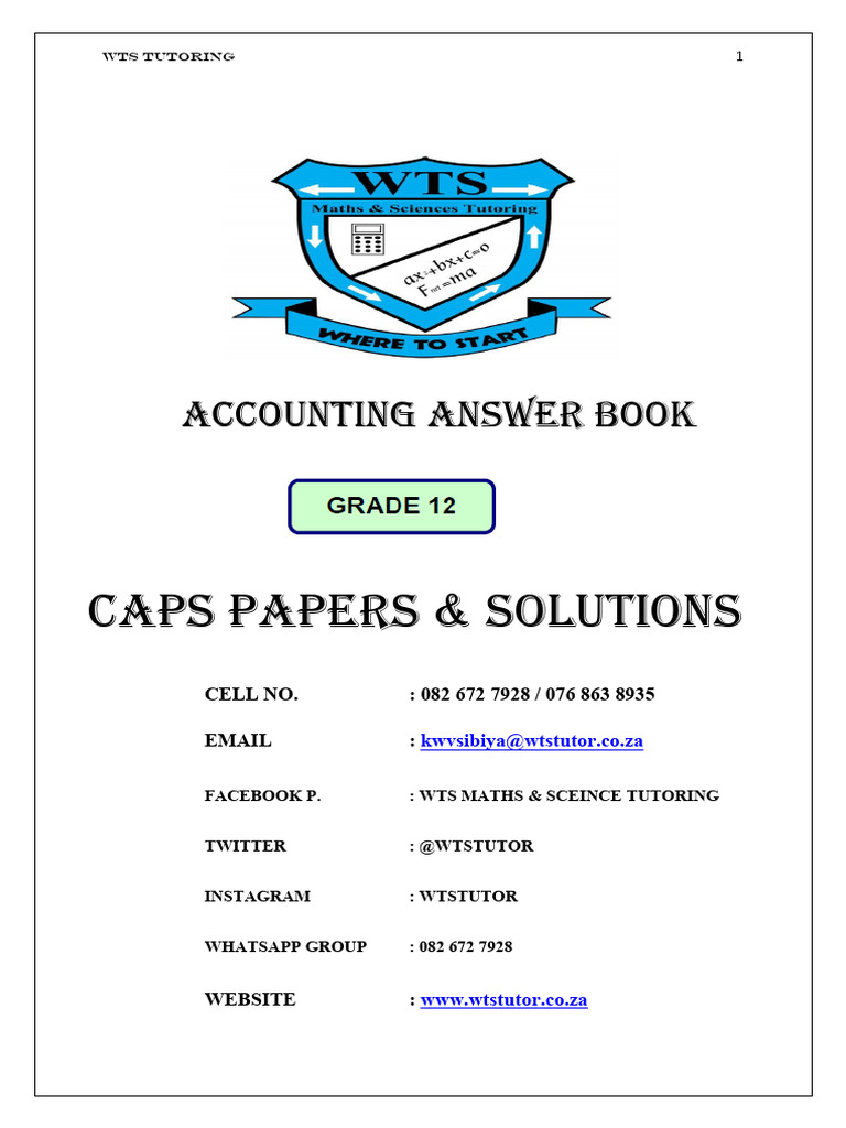 WTS Accounting Answer Book 2014-2017 | PDF