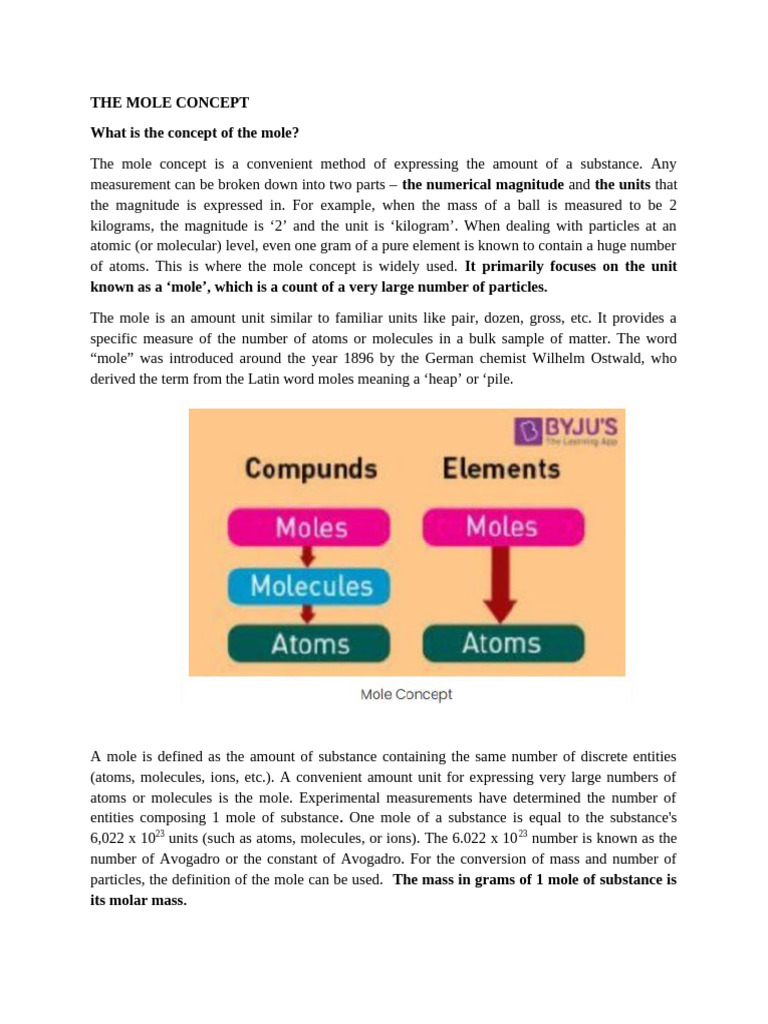 Understanding the Mole Concept | PDF | Mole (Unit) | Nature