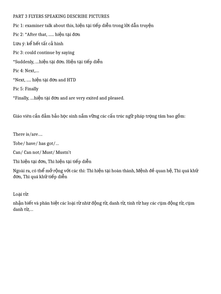 Part 3 Flyers Speaking Describe Pictures | PDF
