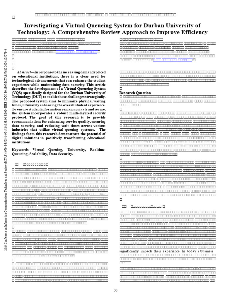 Investigating A Virtual Queueing System For Durban University of Technology A Comprehensive ...