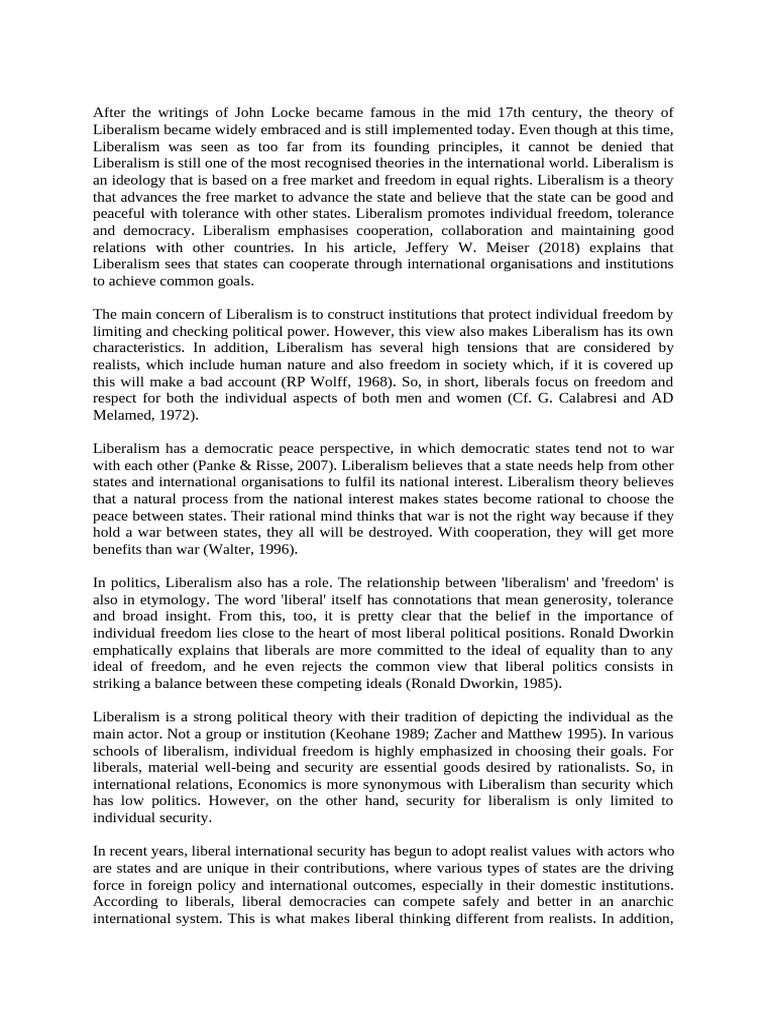 Understanding Liberalism in International Relations | PDF | Liberalism ...