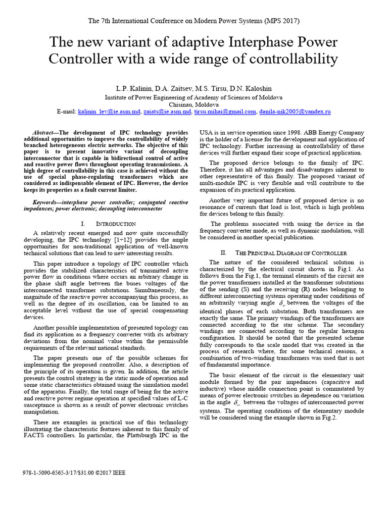 Adaptive Interphase Power Controller | PDF | Transformer | Power ...