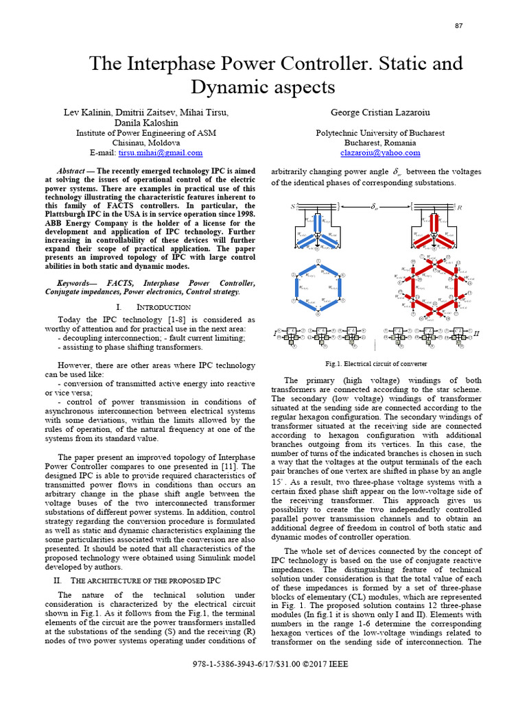 The Interphase Power Controller. Static and Dynamic Aspects | PDF | Transformer | Electric Power ...