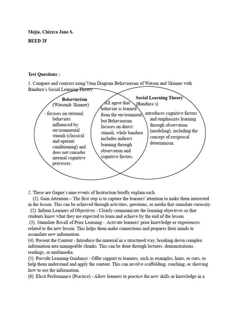 Gagne's Nine Instructional Events Explained | PDF | Learning | Mind