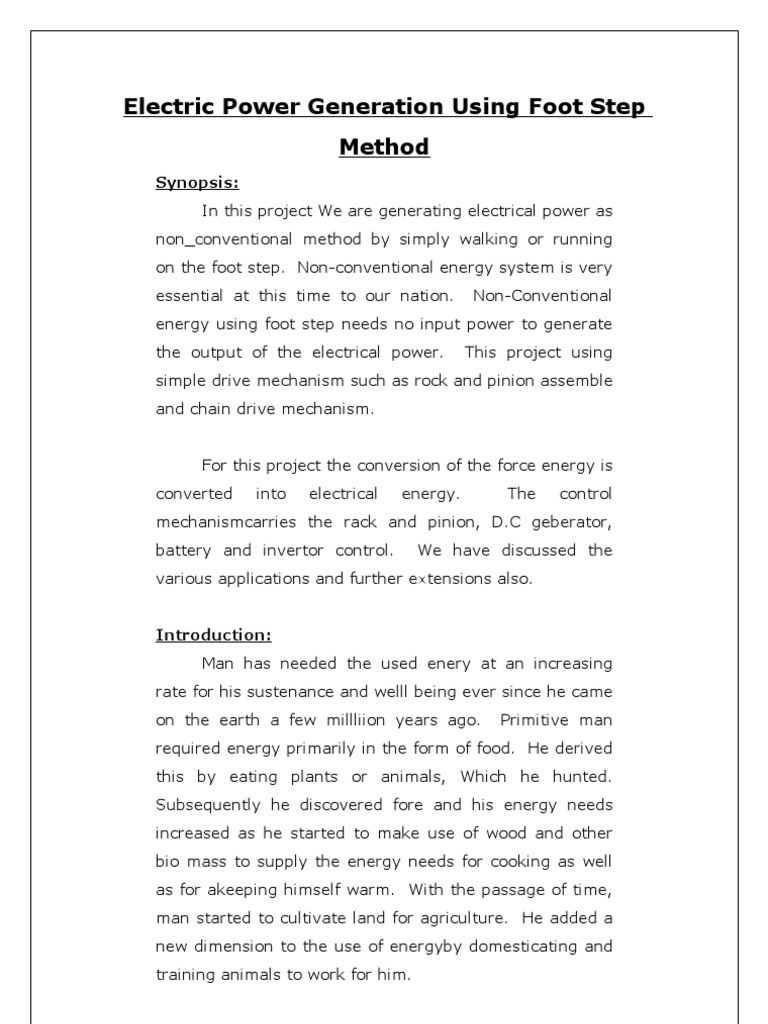 Footstep Power for Public Spaces | PDF | Electric Power | Electric ...